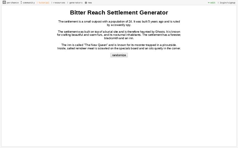 Bitter Reach Settlement Generator