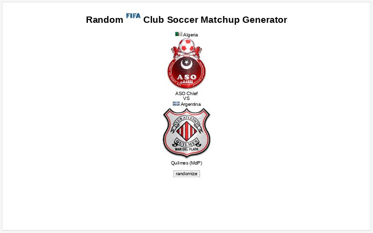 Random Club Soccer Matchup Generator