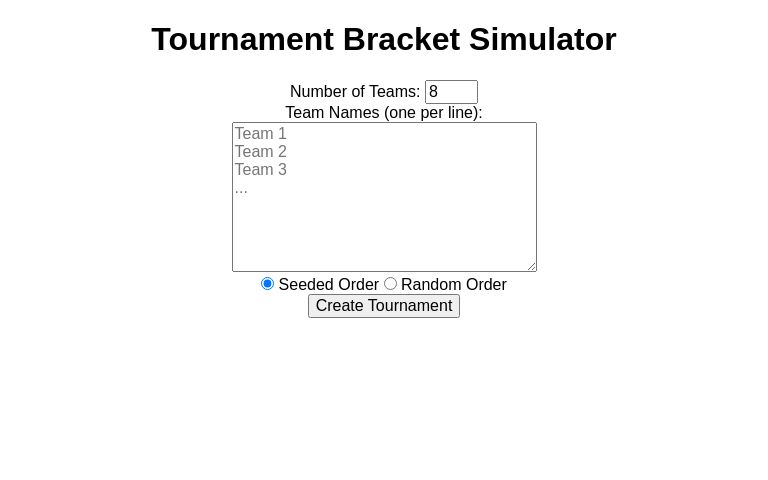 Tournament Bracket Simulator ― Perchance Generator