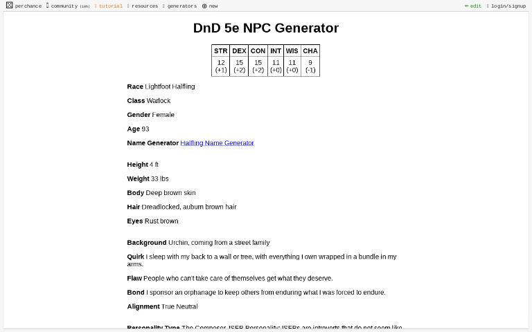 DnD 5e NPC Generator