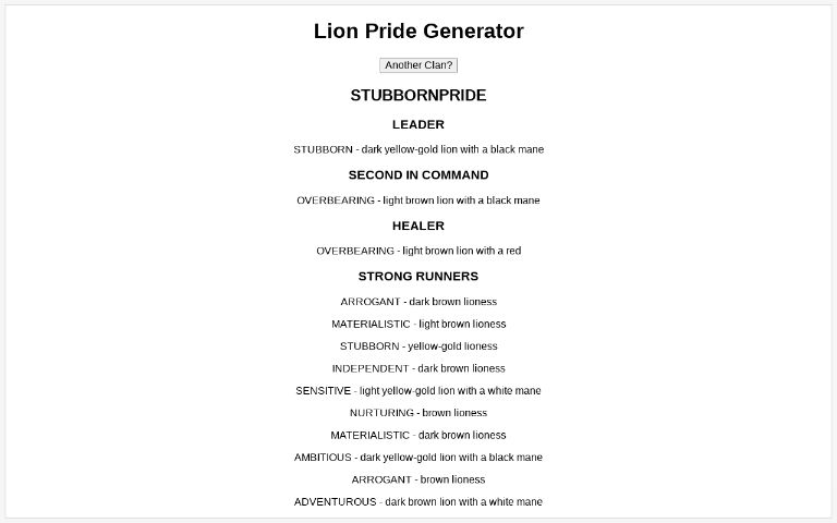 Lion Pride Generator