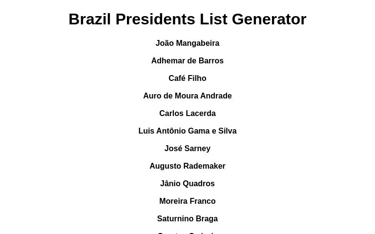 Brazil Presidents List Generator