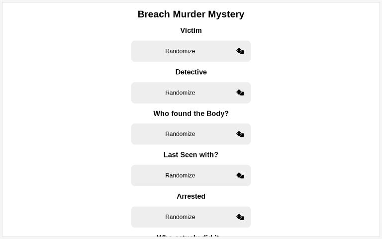 Breach Murder Mystery ― Perchance Generator