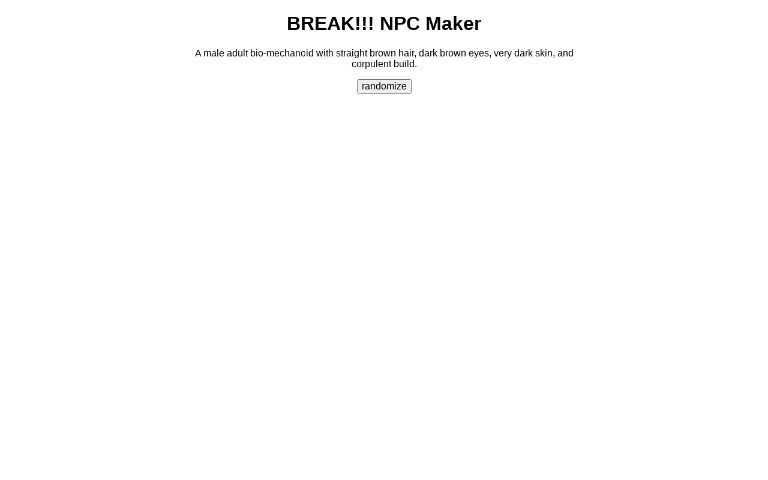 BREAK!!! NPC Maker ― Perchance Generator
