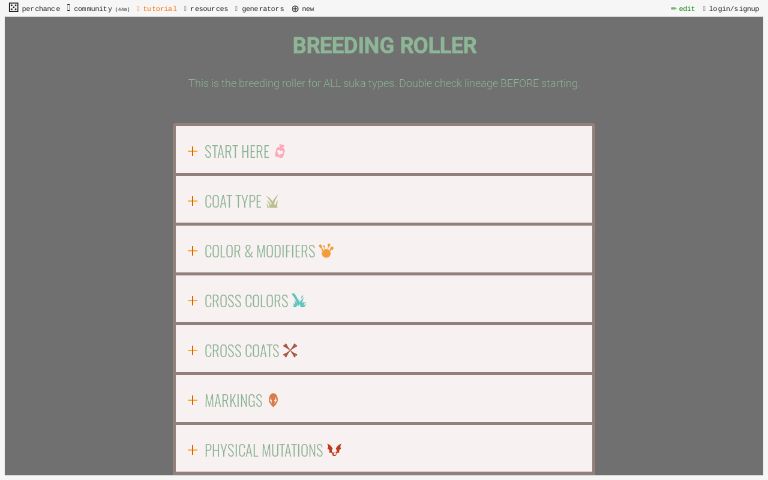 BREEDING ROLLER ― Perchance Generator