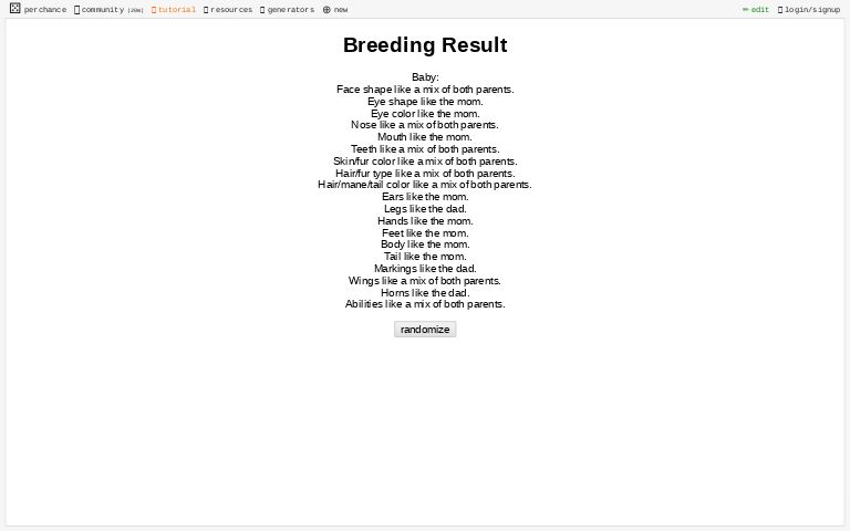 Breeding Result ― Perchance Generator