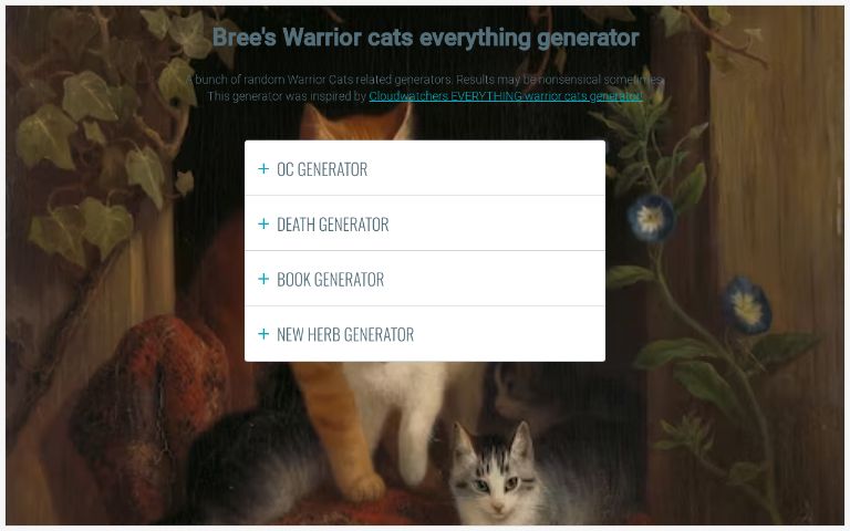 Bree's Warrior cats everything generator