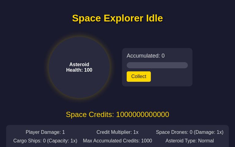 Space Explorer Idle ― Perchance Generator