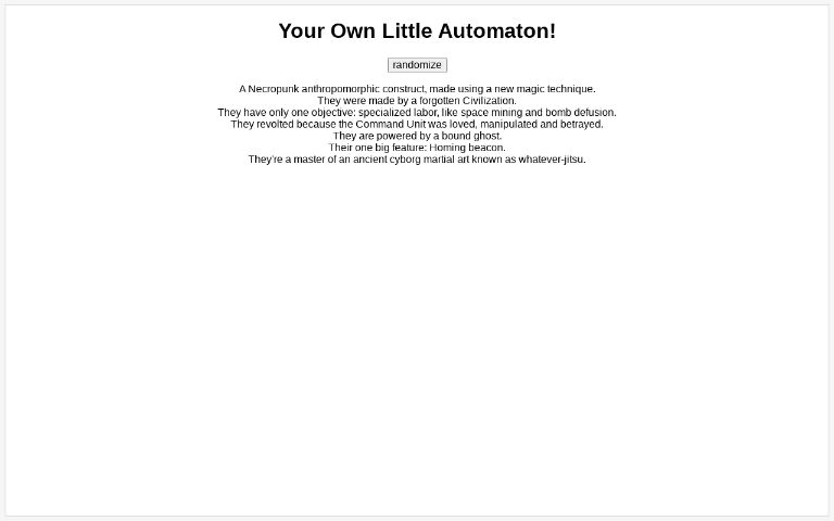Your Own Little Automaton! ― Perchance Generator