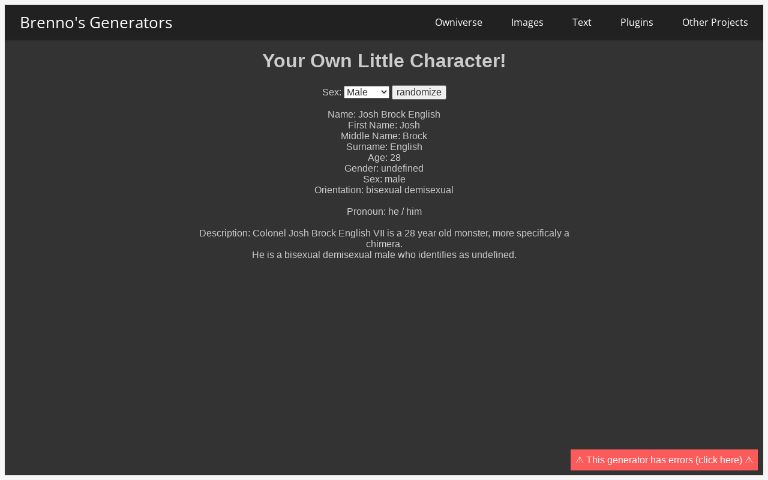 Your Own Little Character! ― Perchance Generator