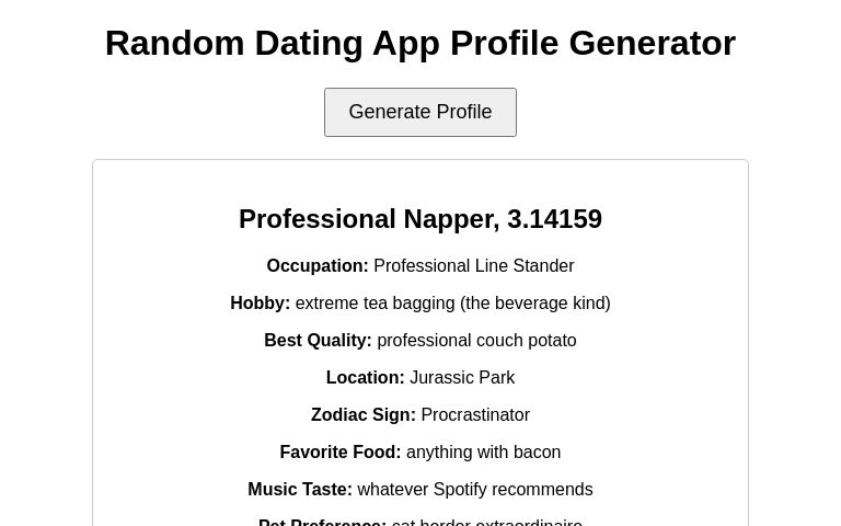 Random Dating App Profile Generator