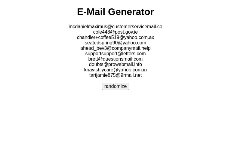 E-Mail Generator ― Perchance
