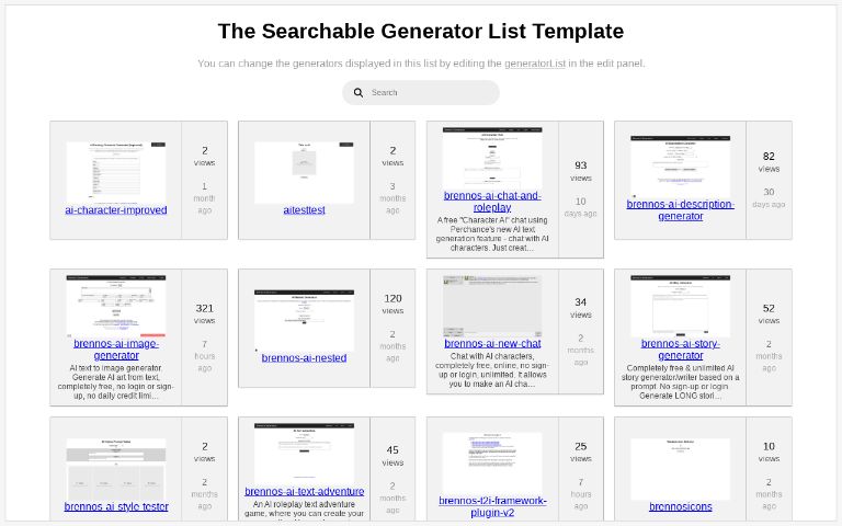 The Searchable Generator List Template