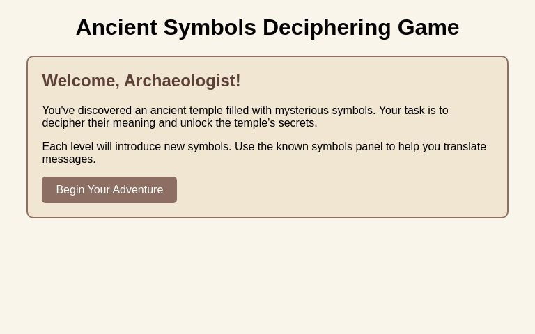 Ancient Symbols Deciphering Game ― Perchance Generator