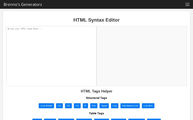 HTML Syntax Editor ― Perchance Generator