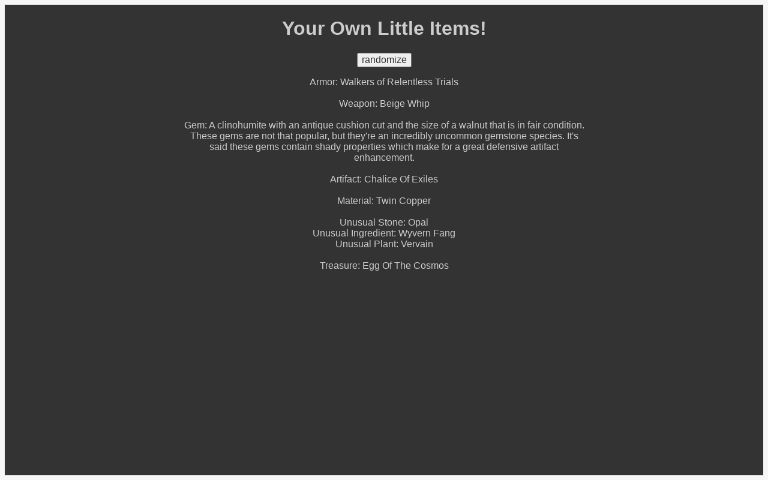 Your Own Little Items! ― Perchance Generator