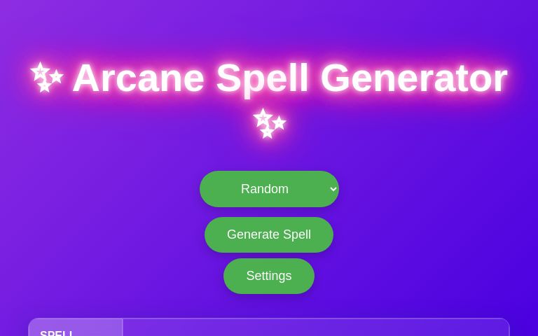 Arcane Spell Generator