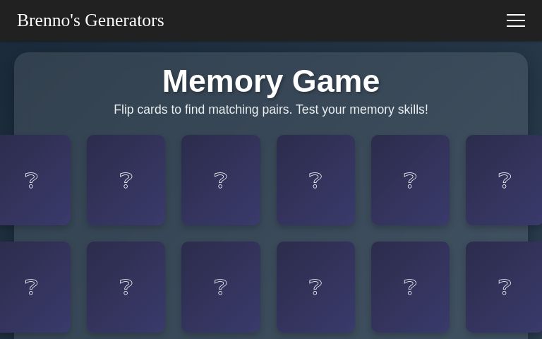 Memory Game ― Perchance Generator