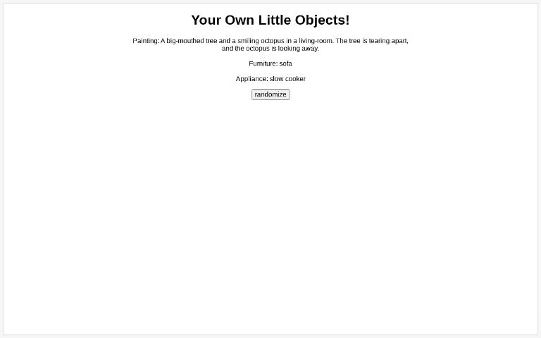 Your Own Little Objects! ― Perchance Generator