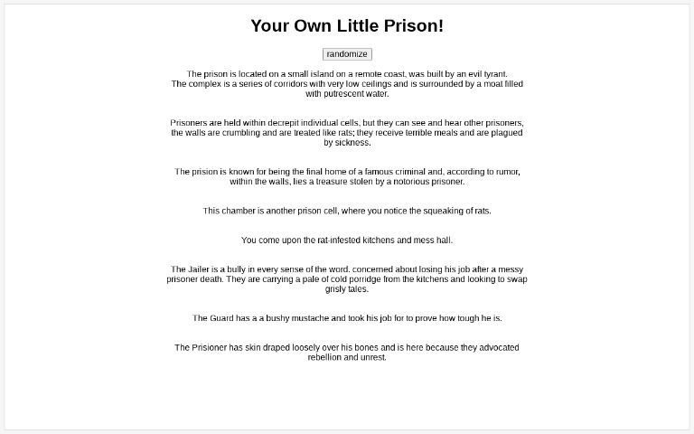 Your Own Little Prison! ― Perchance Generator