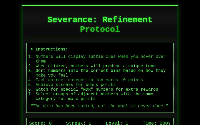 Severance: Refinement Protocol ― Perchance Generator