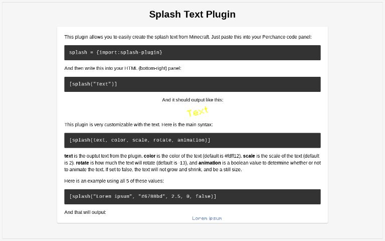 Splash Text Plugin