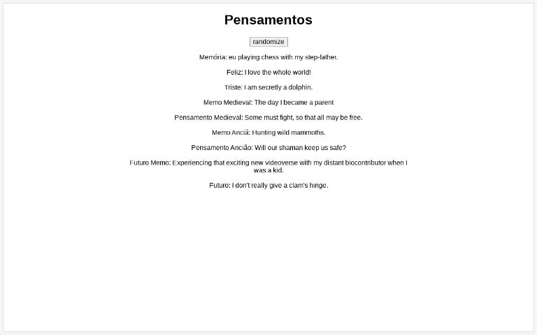 Pensamentos ― Perchance Generator