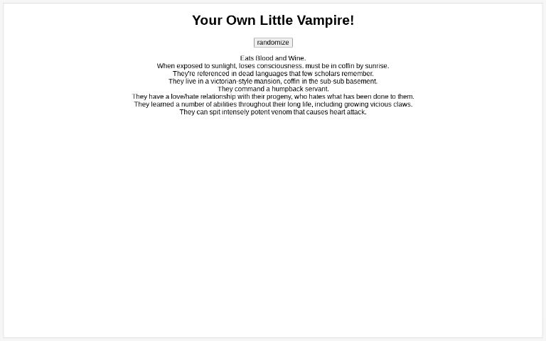 Your Own Little Vampire! ― Perchance Generator