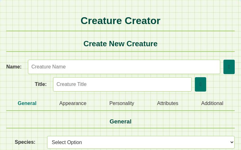 Creature Creator ― Perchance Generator