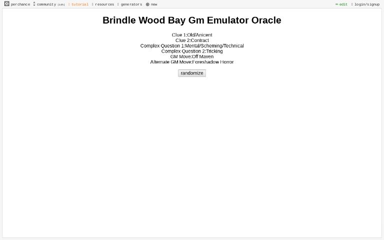 Brindle Wood Bay Gm Emulator Oracle ― Perchance Generator