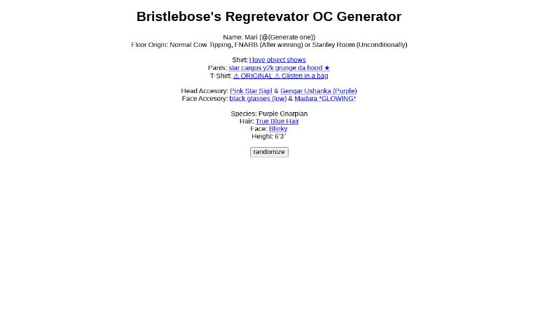 Bristlebose's Regretevator OC Generator