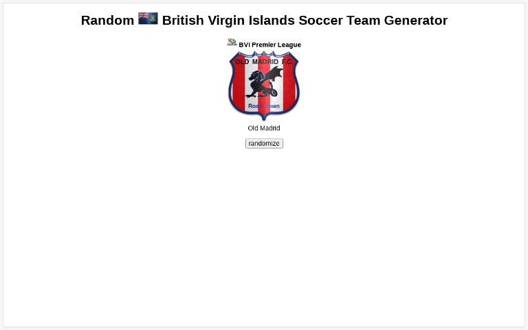Random British Virgin Islands Soccer Team Generator