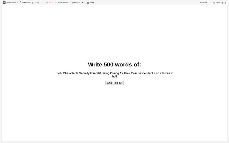 Write 500 words of: ― Perchance Generator