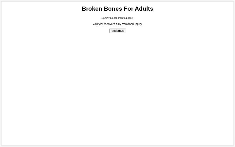Broken Bones For Adults ― Perchance Generator