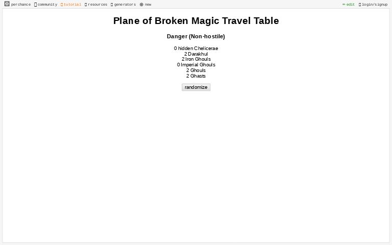Plane of Broken Magic Travel Table ― Perchance Generator