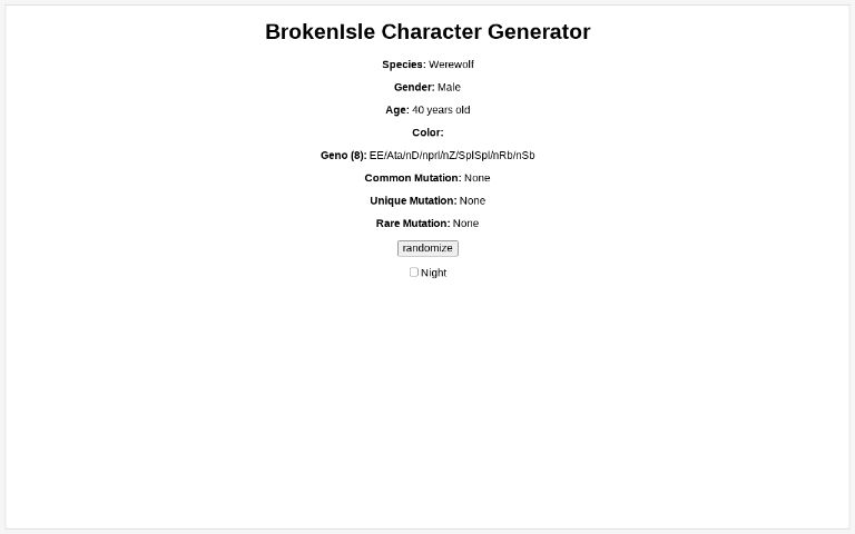 BrokenIsle Character Generator