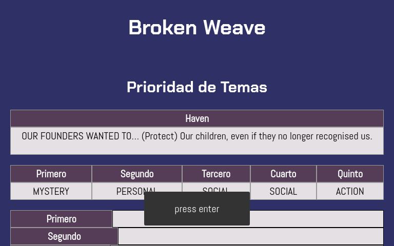 Broken Weave ― Perchance Generator