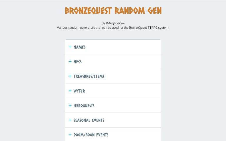BRONZEQUEST RANDOM GEN