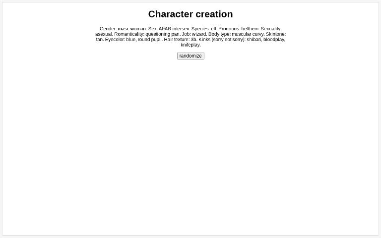 Character creation ― Perchance Generator
