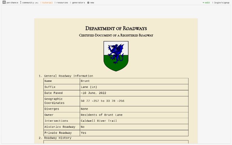 Brunt Lane ― Perchance Generator