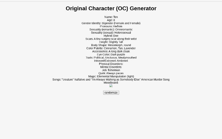Original Character (OC) Generator