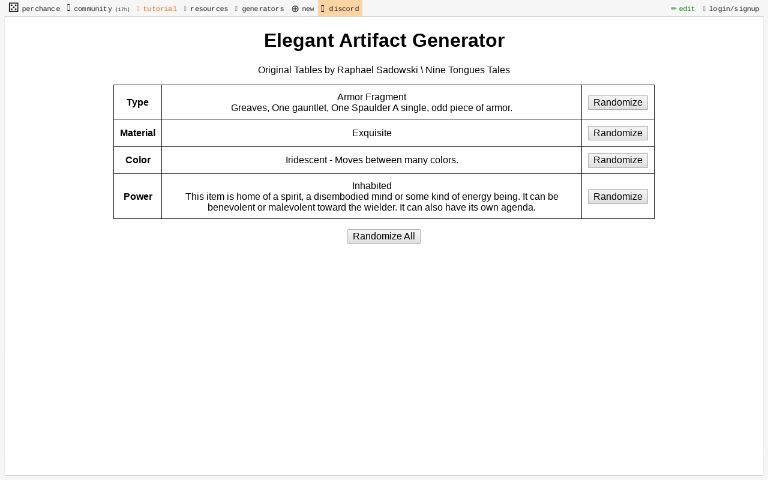 Elegant Artifact Generator