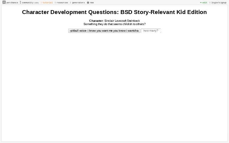 Character Development Questions: BSD Story-Relevant Kid Edition ― Perchance Generator
