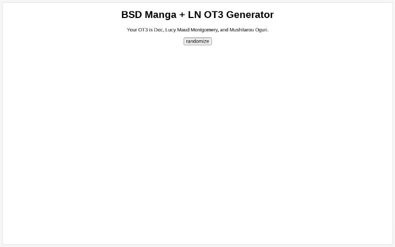 BSD Manga + LN OT3 Generator