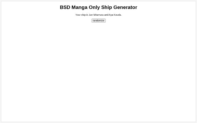 BSD Manga Only Ship Generator