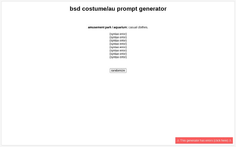 bsd costume/au prompt generator