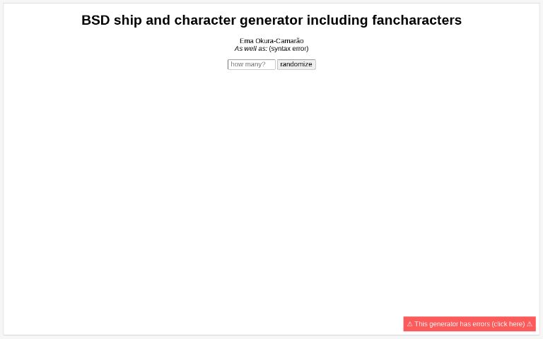 BSD ship and character generator including fancharacters