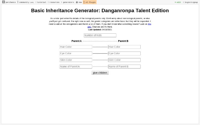 Basic Inheritance Generator: Danganronpa Talent Edition
