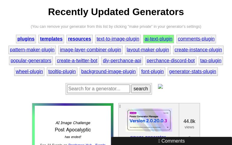 Recently Updated Generators