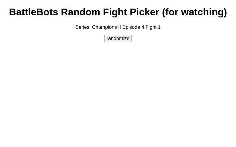 BattleBots Random Fight Picker (for watching) ― Perchance Generator